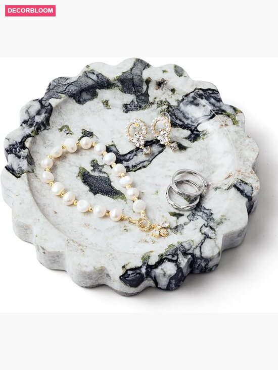 Accents | Natural Marble Scalloped Vanity Tray Stone Trinket Dish ...